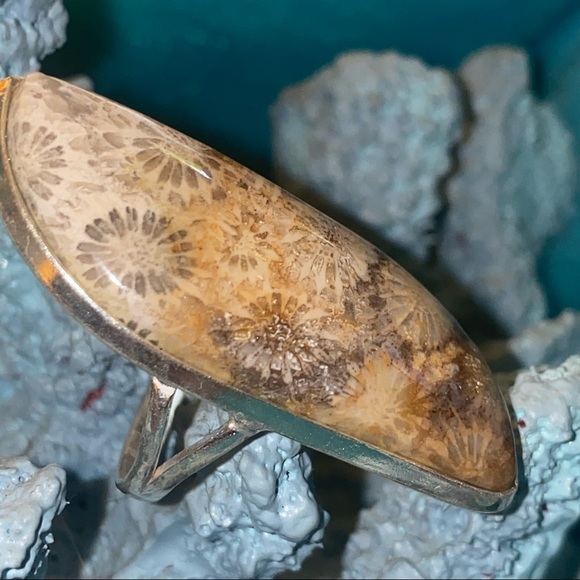 Jewelry | Indonesian Sea Fossil Handcrafted Exotic Cut Ring | Poshmark